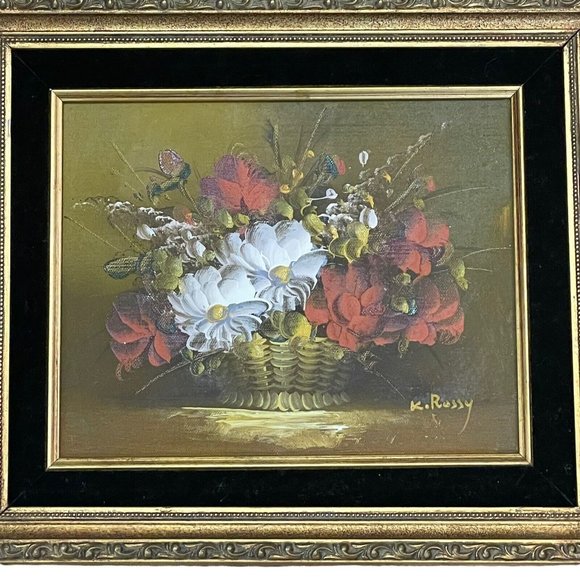 K. Rossy | Art | Vtg K Rossy Original Signed Art Oil On Canvas Floral ...